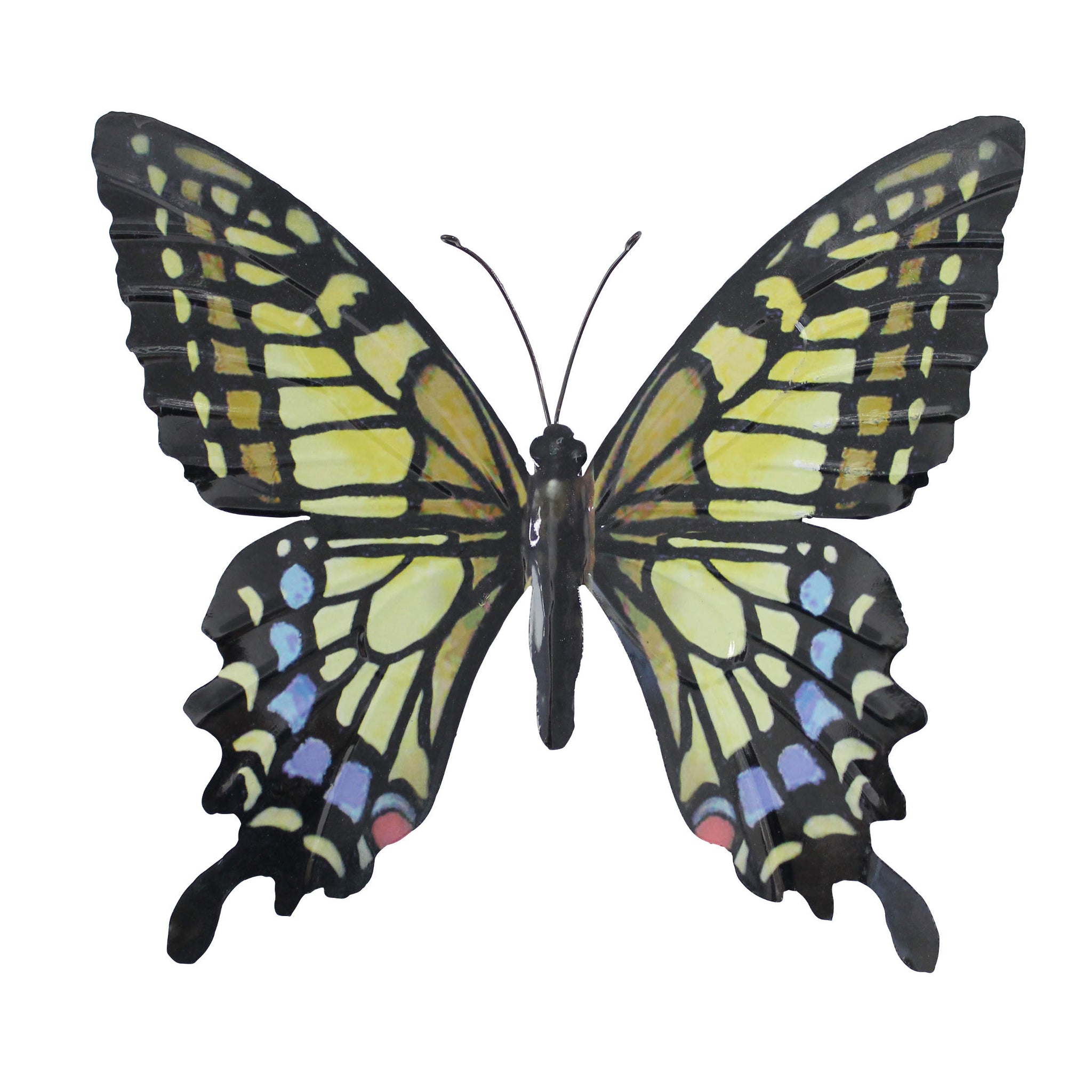Žlto modrý motýľ - nástenná dekorácia do záhrady aj do domu – FINISTAV ...